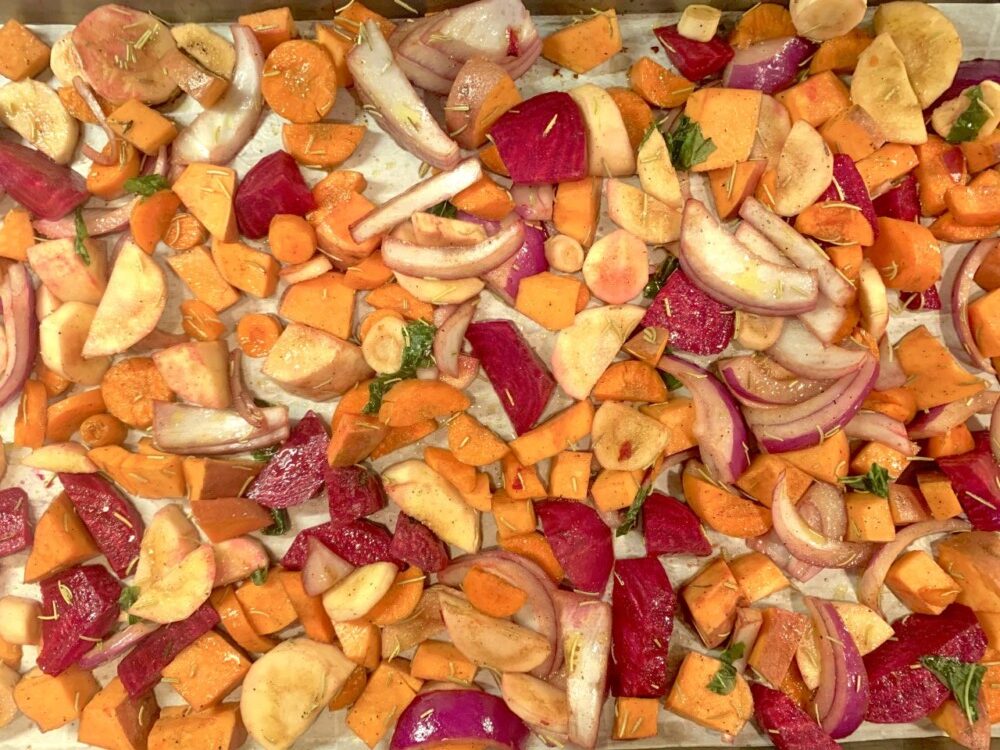 Sheet Pan Herbed Roasted Root Vegetables Eat Well To Be Well